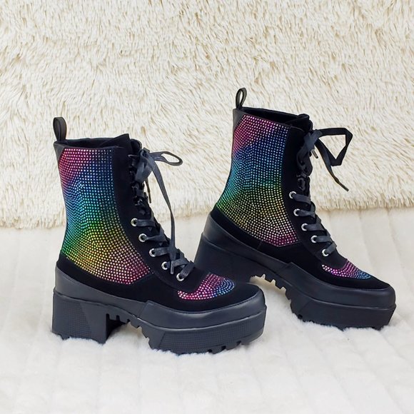 Wild Diva | Shoes | Diva Shine Colorful Rainbow Rhinestone Black ...